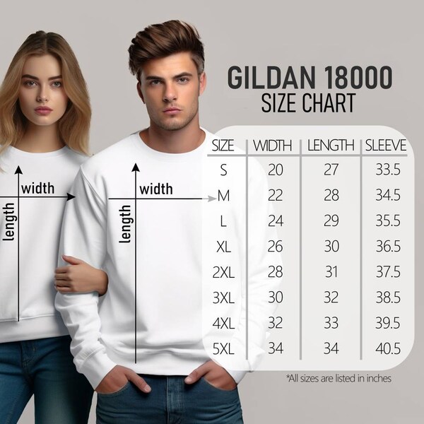 Bella Canvas 3001 S-5XL Size Chart for Man | BC3001 Size Chart | Man's ...