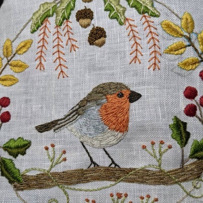 Fall Robin Embroidery - Etsy