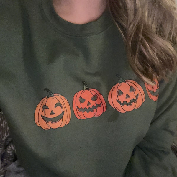 Pumpkin Sweatshirt, Pumpkin Sweater, Jack-o-lantern Sweatshirt ...