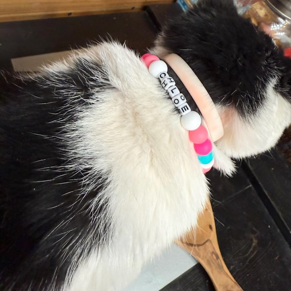 Custom Beaded Cat Name Collar, Fancy Designer Kitty Necklace ...