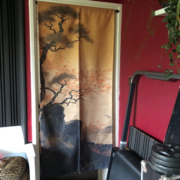 Japanese Birds in Wonderland Noren, Japanese Noren, Birds Door Curtain ...
