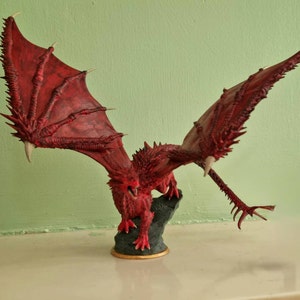 Young Red Dragon Display Miniature, Large Dragon Mini Model for ...