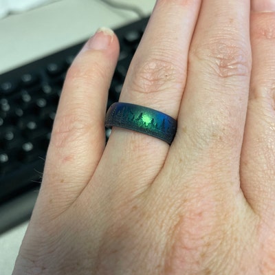 Forest Ring Silicone Ring, Personalized Tree Hugger Green Ring Gift Him ...