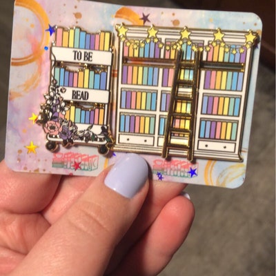 Rainbow Bookshelf Sliding Enamel Pin Book Lover Bibliophile - Etsy