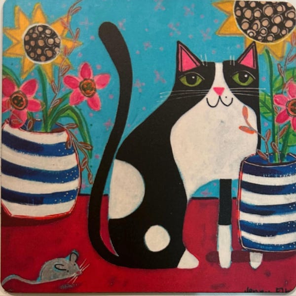 Cat LADY Magnet 3” X 3” - by Jenny Elkins - Cat Lover - Cat Lady - Blue ...