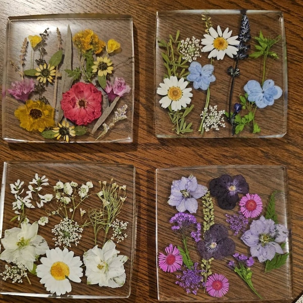 Natural Flowers Coasters,colorful Pressed Real Floral Outdoor Coaster ...