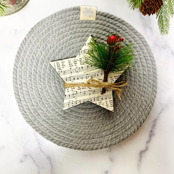 Light Pink Rope Coasters With Gold Heart Tag, Candle Mat, Extra Large ...