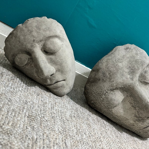 Stone Garden Beautiful Pair of Half Face Modern Art Statue Concrete ...