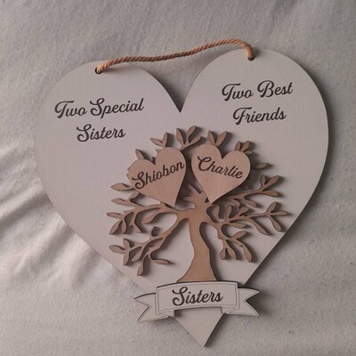 Sentimental Sisters Sign, Wooden Personalised Family Tree, Birthday ...