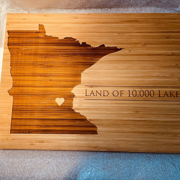 Personalized Minnesota State Engraved Cutting Board by Left Coast ...
