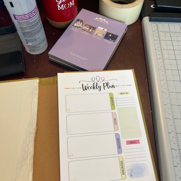 Weekly Planner 2 Page Spread Printable, INSTANT DOWNLOAD, CUTLINES ...