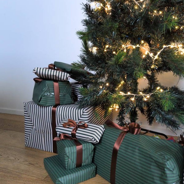 Evergreen Striped Wrapping Paper Holiday Gift Wrap Christmas Party Gift ...