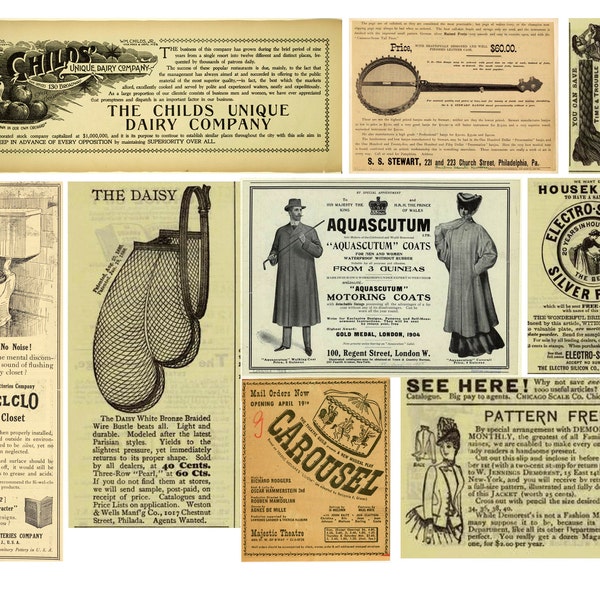 Vintage Newspaper Adverts: Printable Collage Sheets (digital Download ...