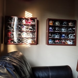 16 Riddell Mini Helmet Helmets Display Case Cabinet Wall Rack NFL ...