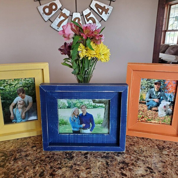 Farmhouse Distressed Frame, Burnt Orange, Rustic Picture Frame, Stacked ...