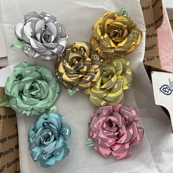Monopoly Money Paper Rose 7 Flower Assortment Recycled Paper Flowers ...