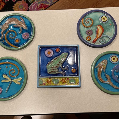 Handmade Ceramic Phases of the Moon Tile - Etsy