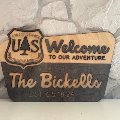 National Forest Service Welcome Sign ACRYLIC NFS Inspired Family Name ...