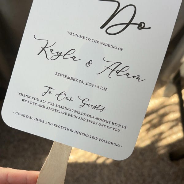 We Do Wedding Program Fans Navy and White - Wooden Sticks Included ...