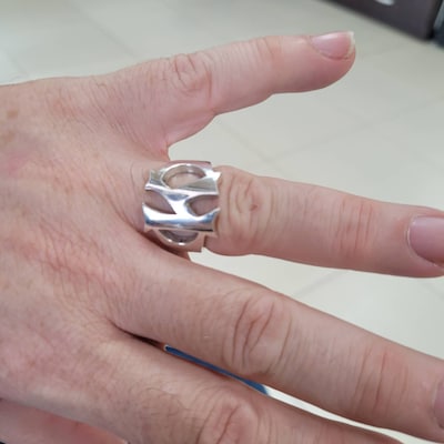 Sterling Silver Ring Anarchy Punk Symbol in Circle UK - Etsy
