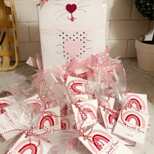 Boho Rainbow Valentine's Day Printable Tag Love Sweet Valentine Class ...
