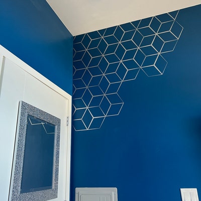 Cubes, Corner Decor, Abstract Art, Corner Decal, Geometric Wall Art ...