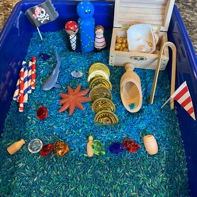 Pirate Sensory Tray Activity Set/ocean/sensory Bin Kit/small World Play ...