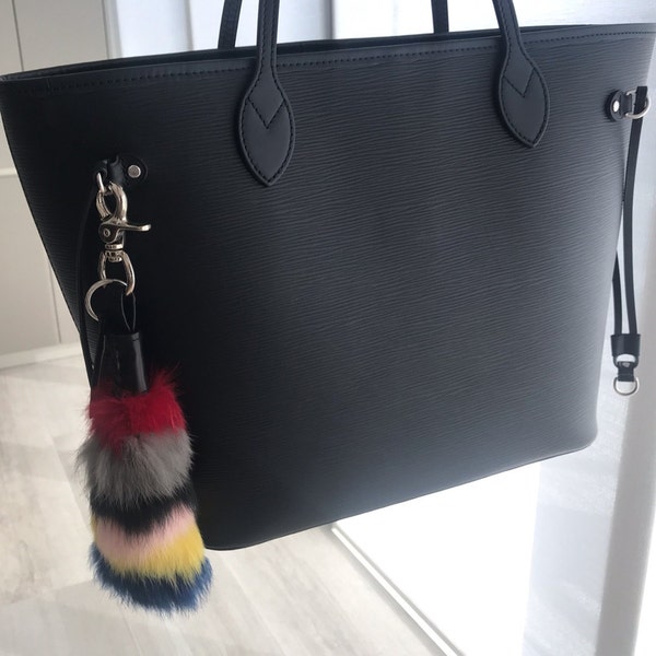 Black Leather Keychain. Chic Key Loop With Feminine Art Deco Touch ...