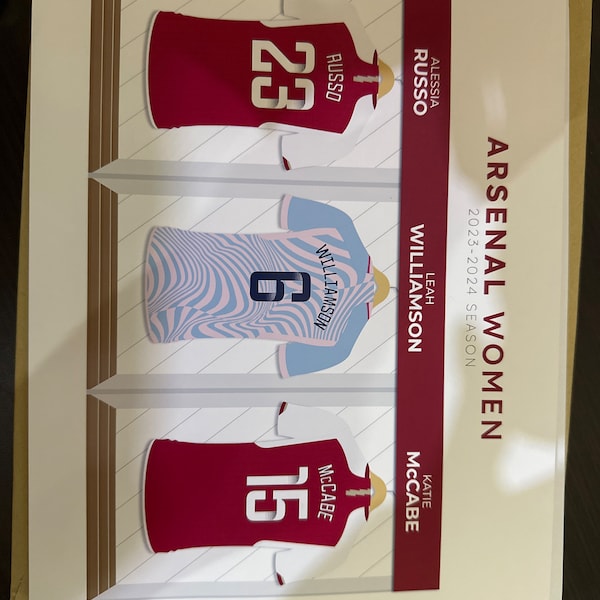 Arsenal Women's Super League 2023-24 Squad Print Shirt Poster Art FREE ...