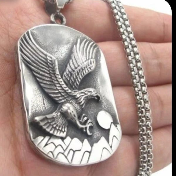 Native American Indian Eagle Stainless Steel Pendant Necklace for Men ...