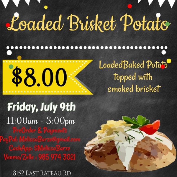 Editable Loaded Baked Potato Fundraiser Flyer & Ticket Set (digital ...