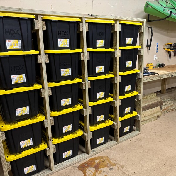DIY Tote Rack Plans for the HDX 27-gallon Bins Sold by Home Depot 6 ...