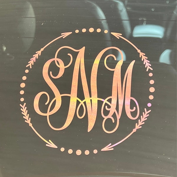 Holographic Monogram Decal - Vinyl Monogram Decal, Monogram Sticker ...