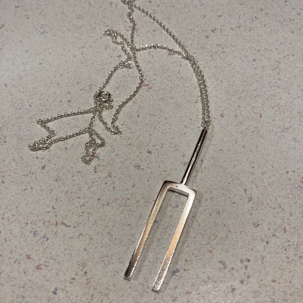 Sterling Silver Tuning Fork Necklace: Miniature Sound Healing Jewelry ...