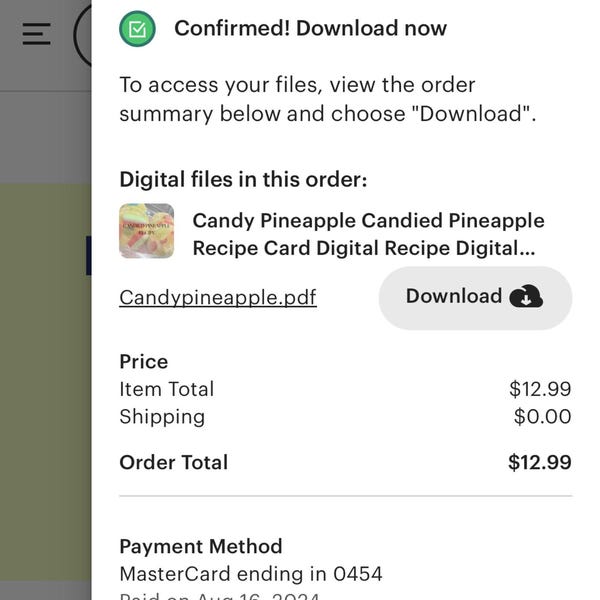 Caramel Apples Recipe Card Digital Recipe Digital Download Caramel ...