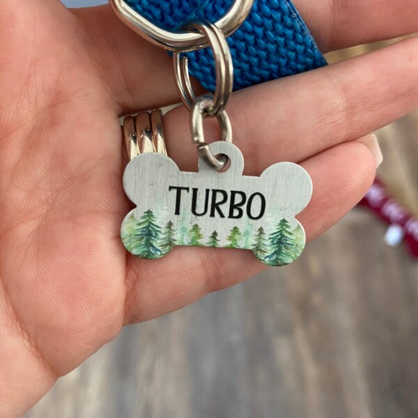 Country Pet Tag, Wilderness Pet Tag, Faux Wood Pet Tag, Personalized ...