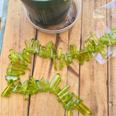 Slender Tiny Clear Quartz Crystal Points Beads Polished Crystal Stick ...