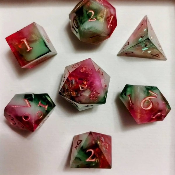 Rusty Spacerocket / Sharp Edge Dnd Dice/ 7pc Polyhedral Dice Set/ Teal ...