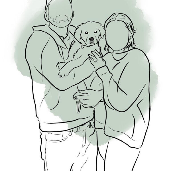 Custom Faceless Portrait, One Line Drawing, Outline Drawing, Gift for ...