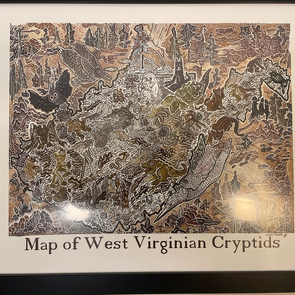 West Virginia Cryptozoology Monster Map - Etsy