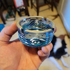 Hand Painted Glass Ashtray, Round Сigarette Ashtray, Unique ...