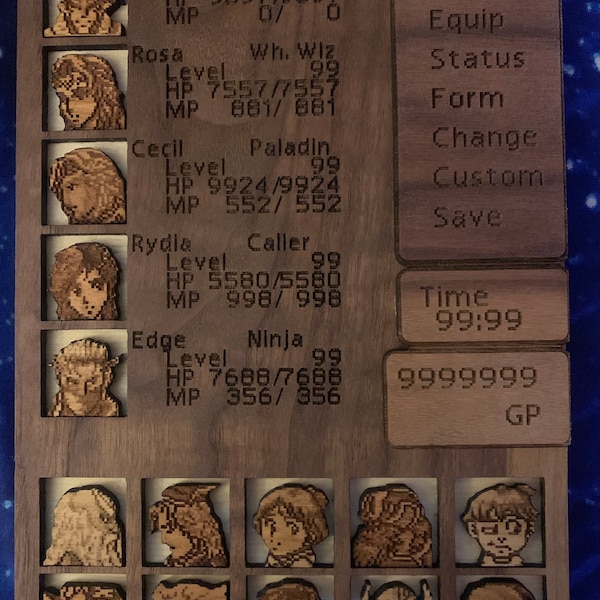 Custom Wooden Final Fantasy IV Menu Screen With Characters You Can Pick ...