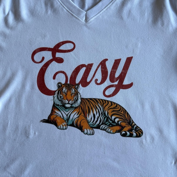 Easy Tiger Png, Vintage Tiger Print Sublimation T-shirt Graphic, Retro ...
