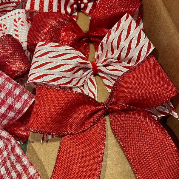 Christmas Tree Bows Mixed Red and White Decorative Bows/set 10 Bows ...