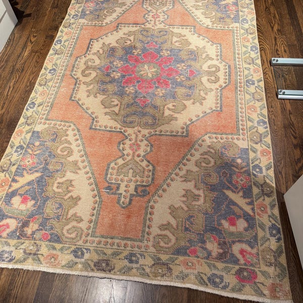 Tawny Light Red Vintage Handmade Rug ,turkish Door Mat , Boho Rug , 1. ...