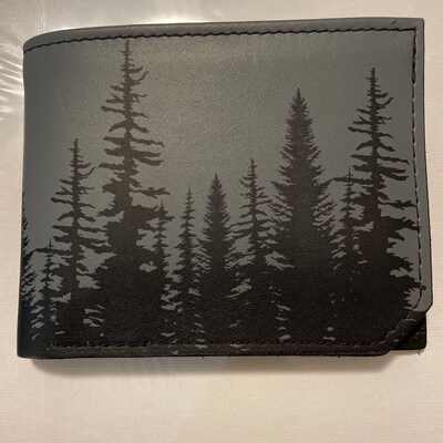 Mens Leather Wallet, Mens Wallet, Trees Wallet, Leather Wallet, Slim ...