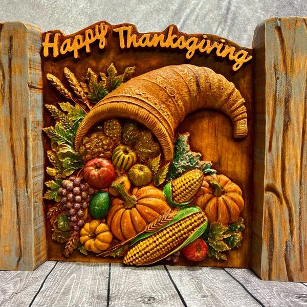 3D Cornucopia STL File: Thanksgiving CNC Router Relief (digital ...