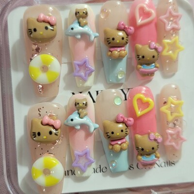 Handmade Pink Moonlight French Press on Nails French Nails Daily Nails ...