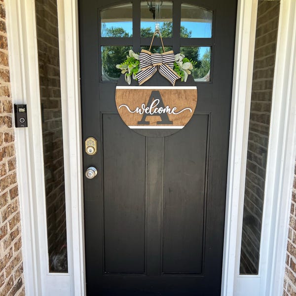Welcome Door Hanger With Last Name | Family Name | Front Door Decor ...