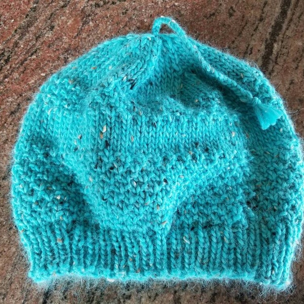 Instant Download Knitting Pattern #131 Blue Hat in Beads Stitch With a ...